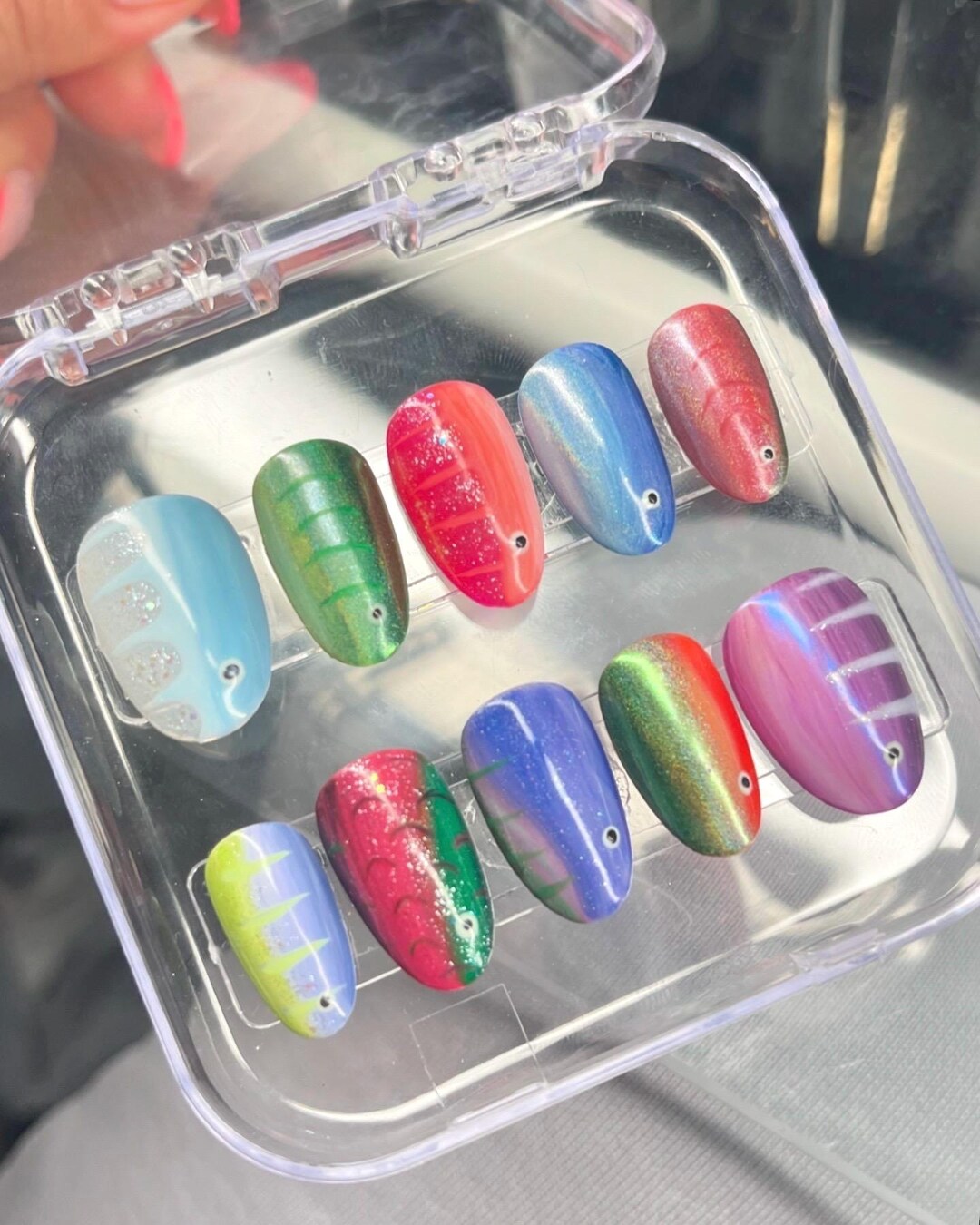 Fishing Lure Press on Nails Full Set - Etsy
