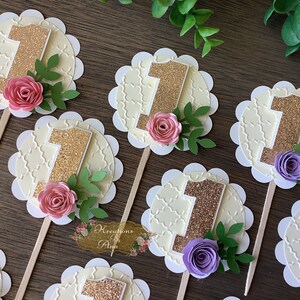 First Birthday Cupcake Toppers 1st Birthday Floral Cupcake - Etsy