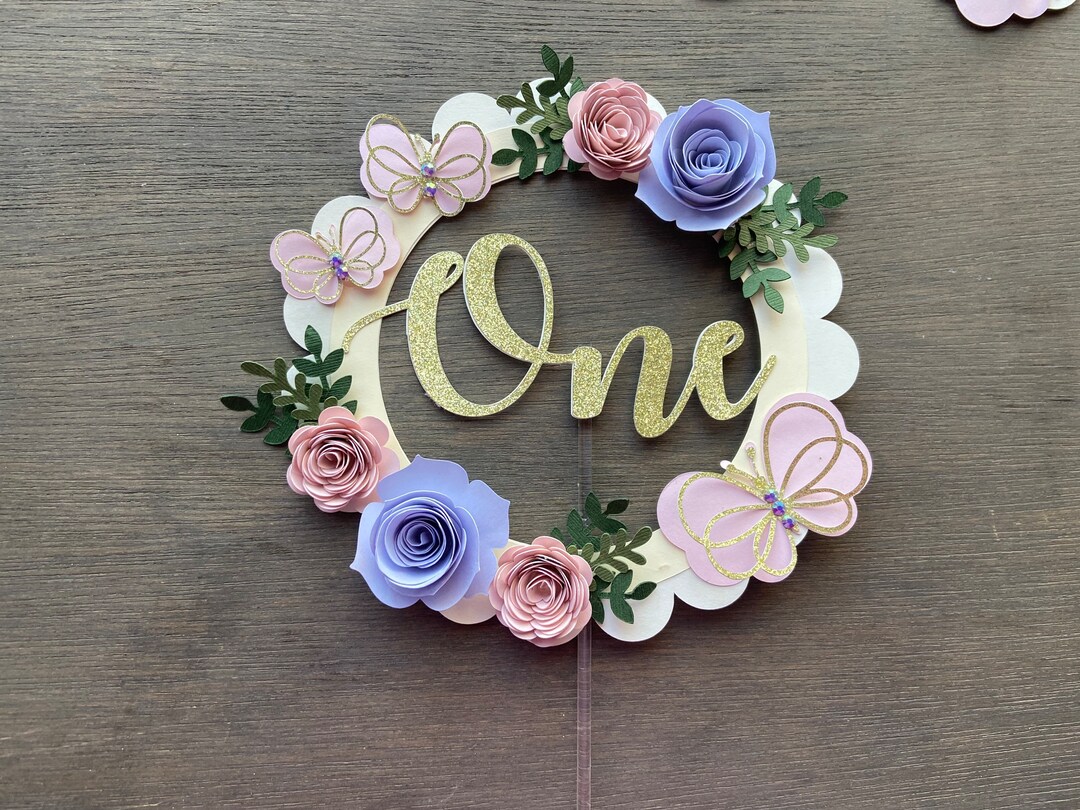 Butterfly Cake Topper, Flower Cake Topper, Floral Cake Topper, - Etsy