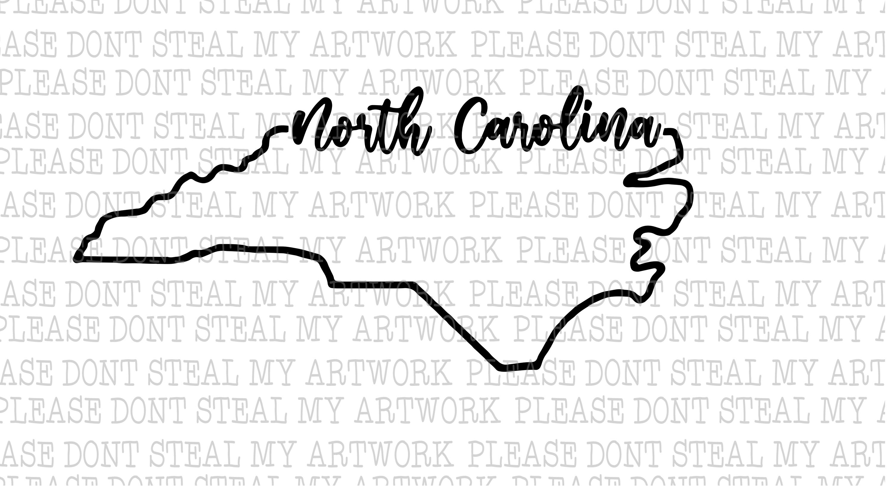North Carolina Cursive Outline Digital File Transparent PNG Etsy