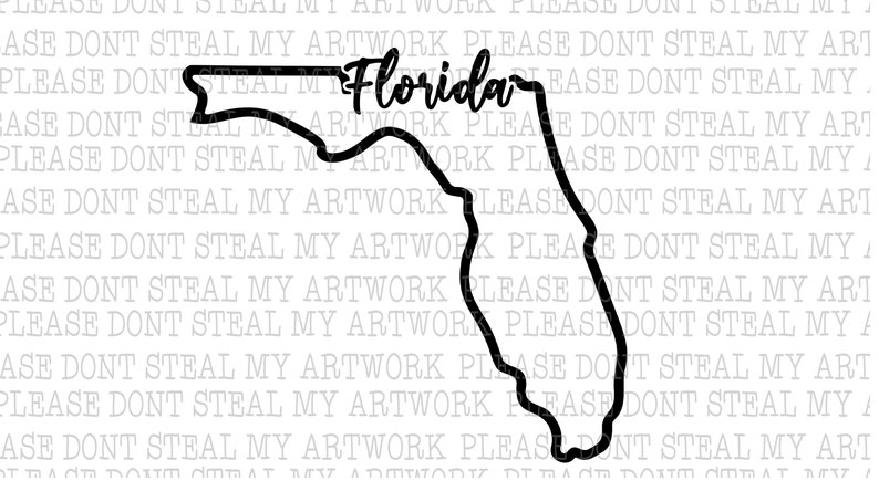 Florida Cursive Outline Digital File Transparent PNG BONUS | Etsy