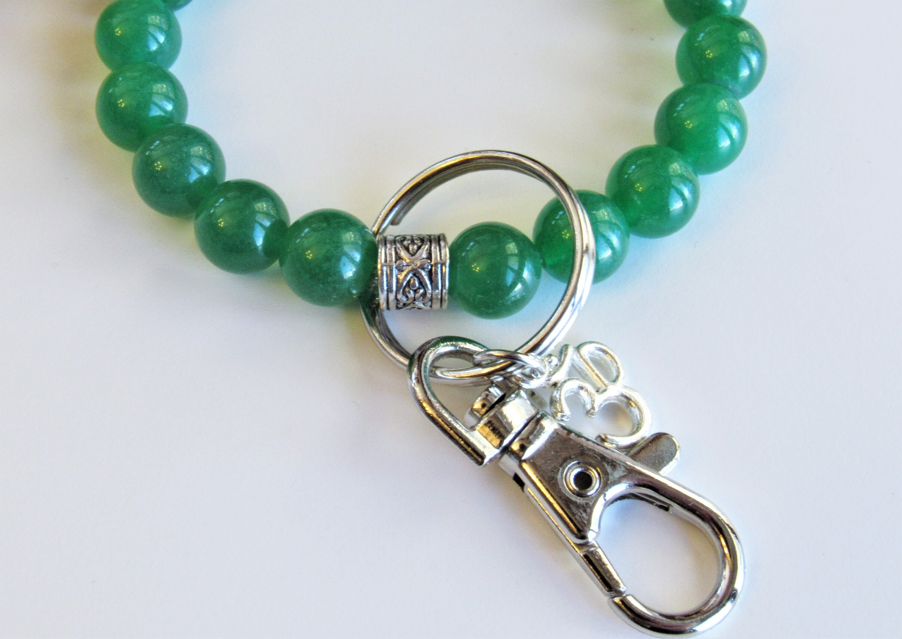 Good Luck Jade Keychain Bracelet Green Malaysian Jade Beaded | Etsy