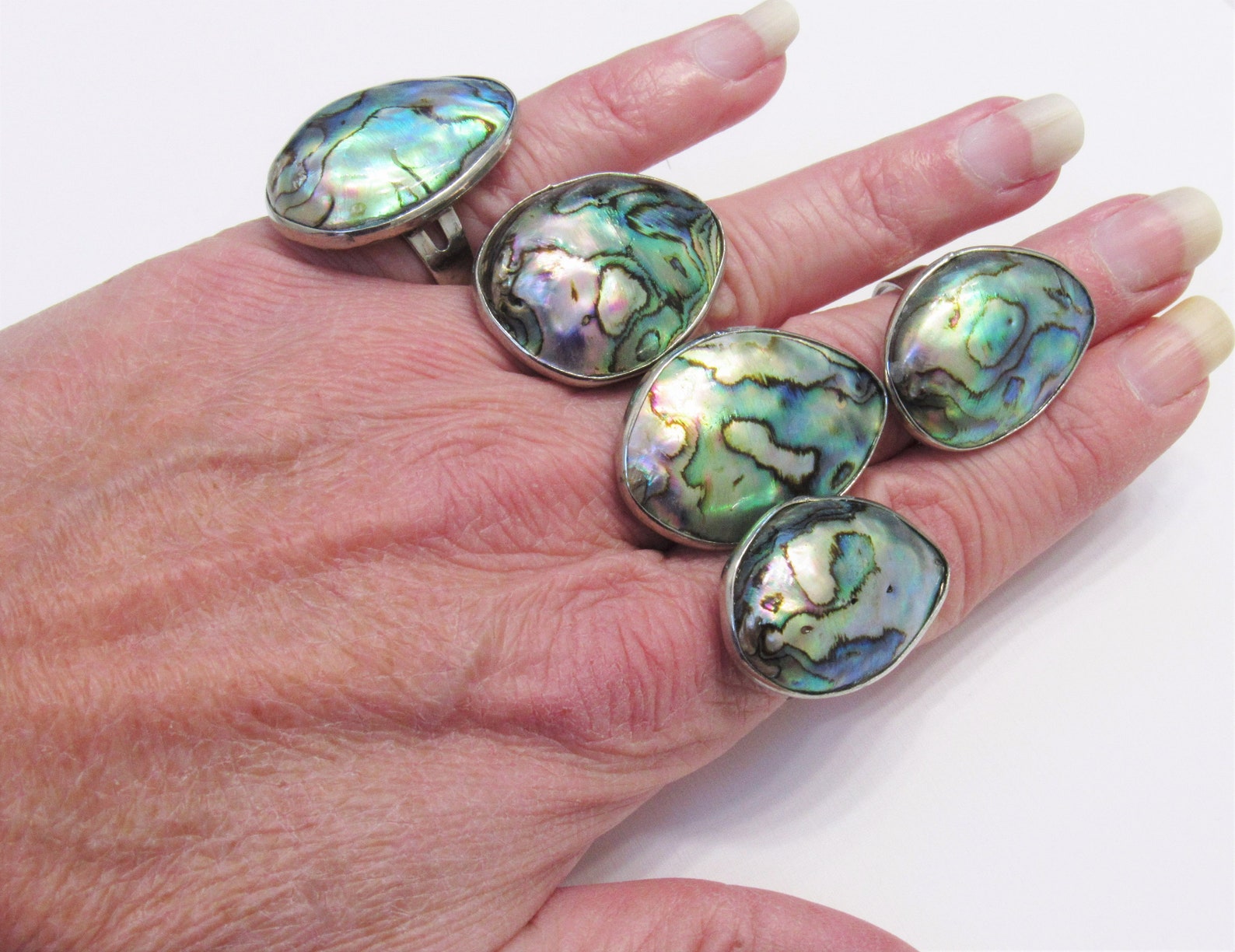 Abalone Shell Jewely Set, Natural Abalone Bib Necklace, Boho Abalone Ring, Shell Jewelry, Gift ...