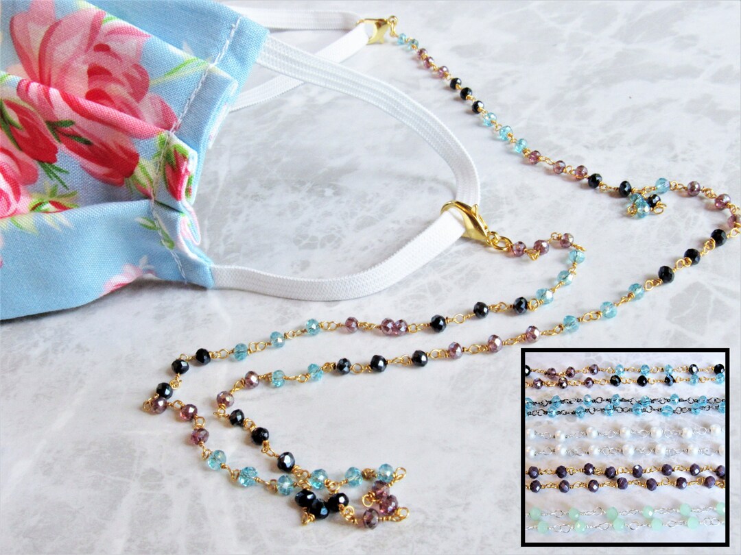 Gemstone Face Mask Chain Necklace, Trendy Boho Gemstone, Unique Girl ...