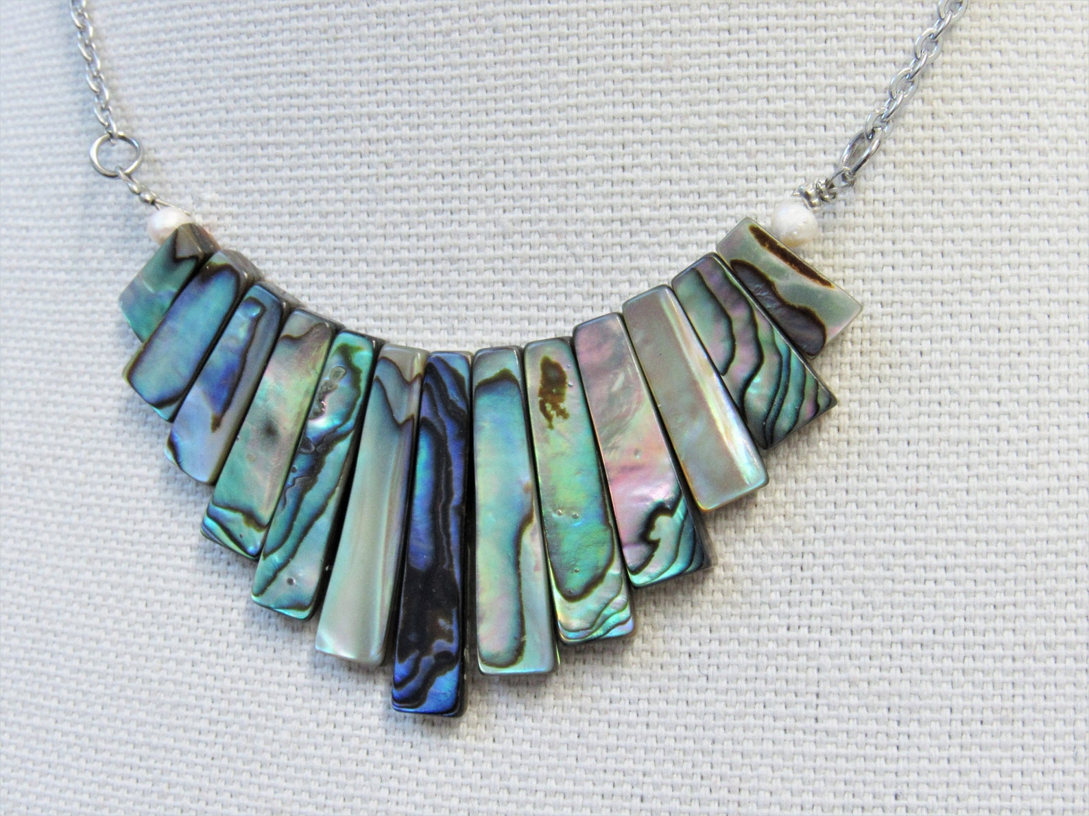 Abalone Shell Jewely Set, Natural Abalone Bib Necklace, Boho Abalone ...