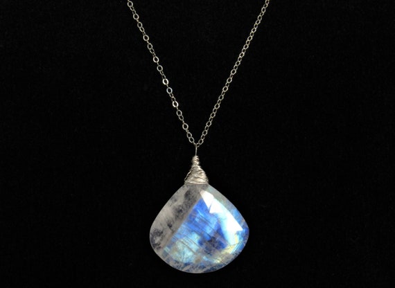 Big Rainbow Moonstone Pendant Flashy Moonstone Necklace Gift - Etsy