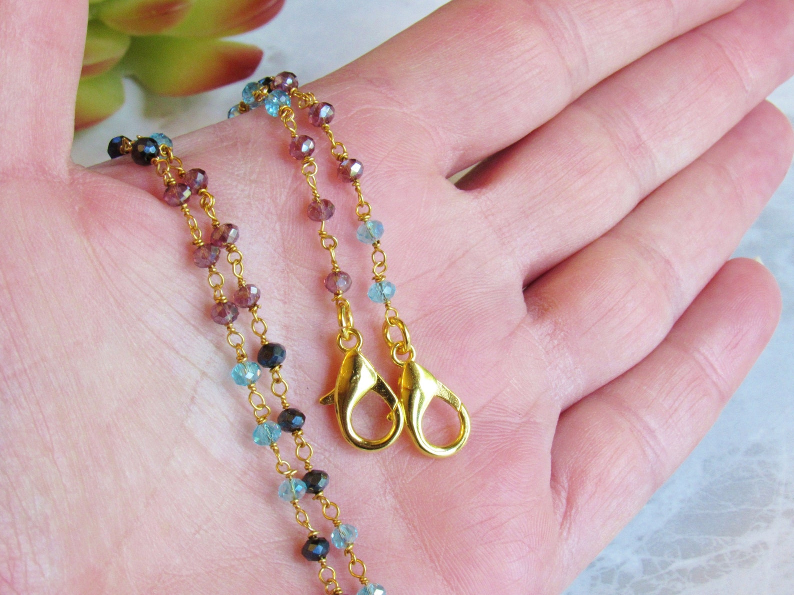 Gemstone Face Mask Chain Necklace, Trendy Boho Gemstone, Unique Girl ...