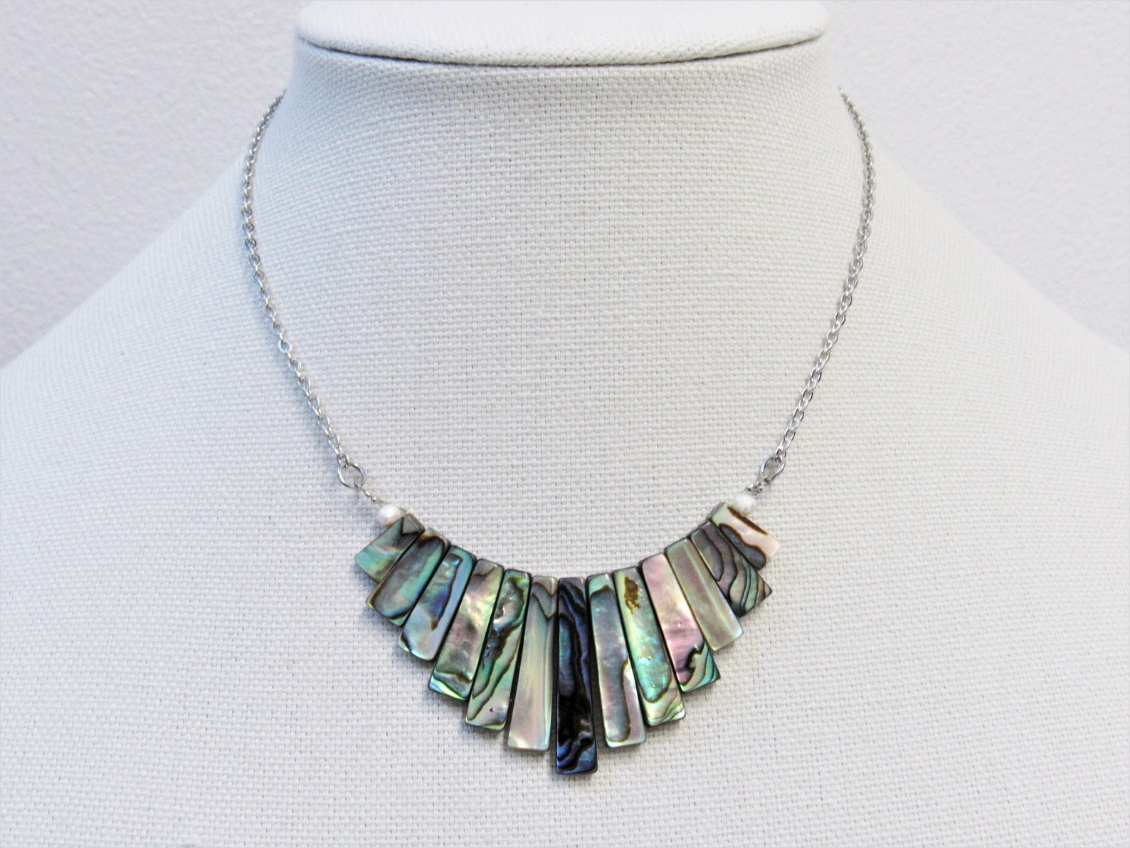 Abalone Shell Jewely Set, Natural Abalone Bib Necklace, Boho Abalone ...