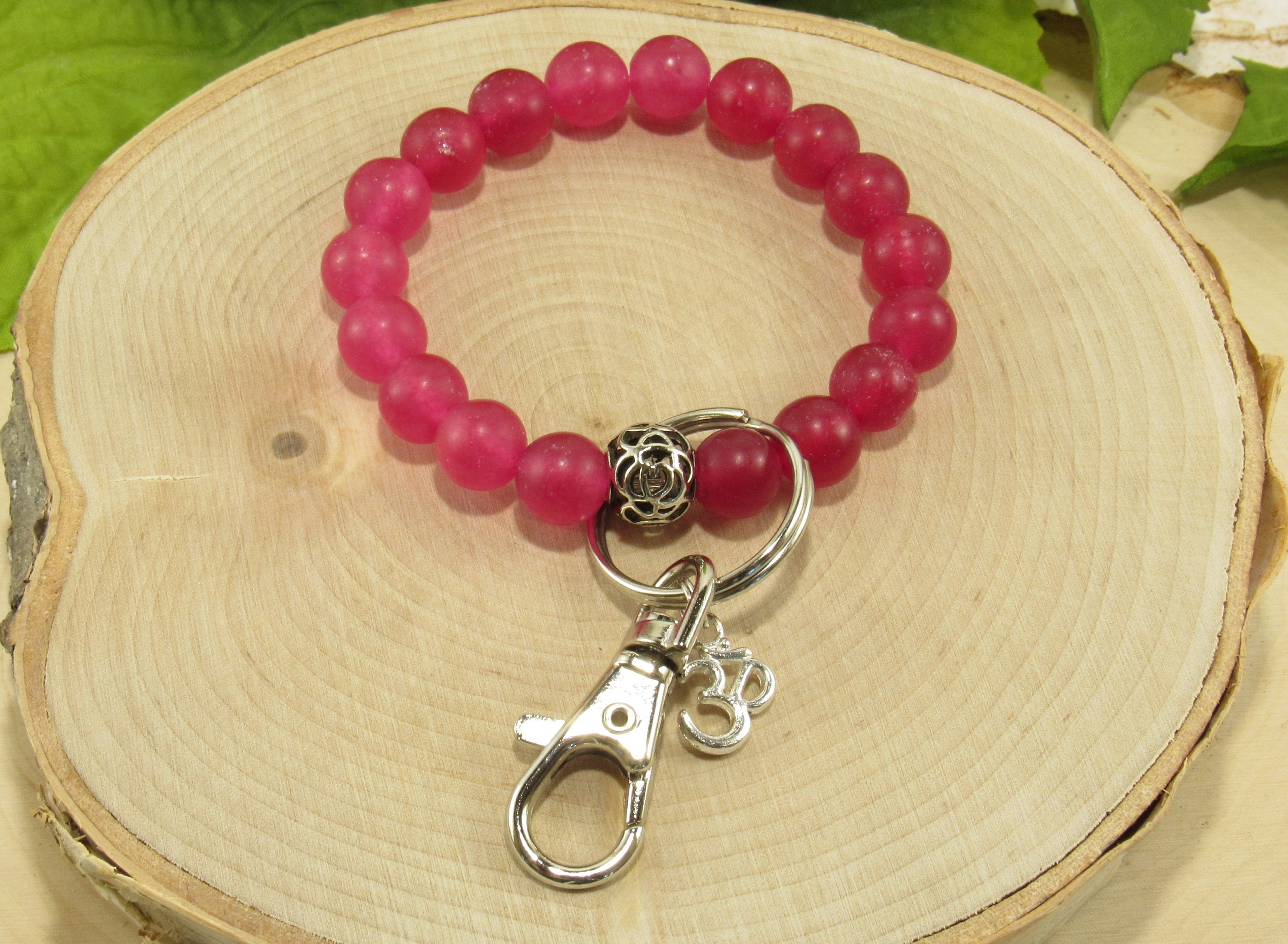 Cherry Jade protective Stone Mala Keychain Bracelet - Etsy