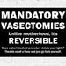 Mandatory Vasectomies PRINTABLE Poster: Pro-choice Women's Rights ...