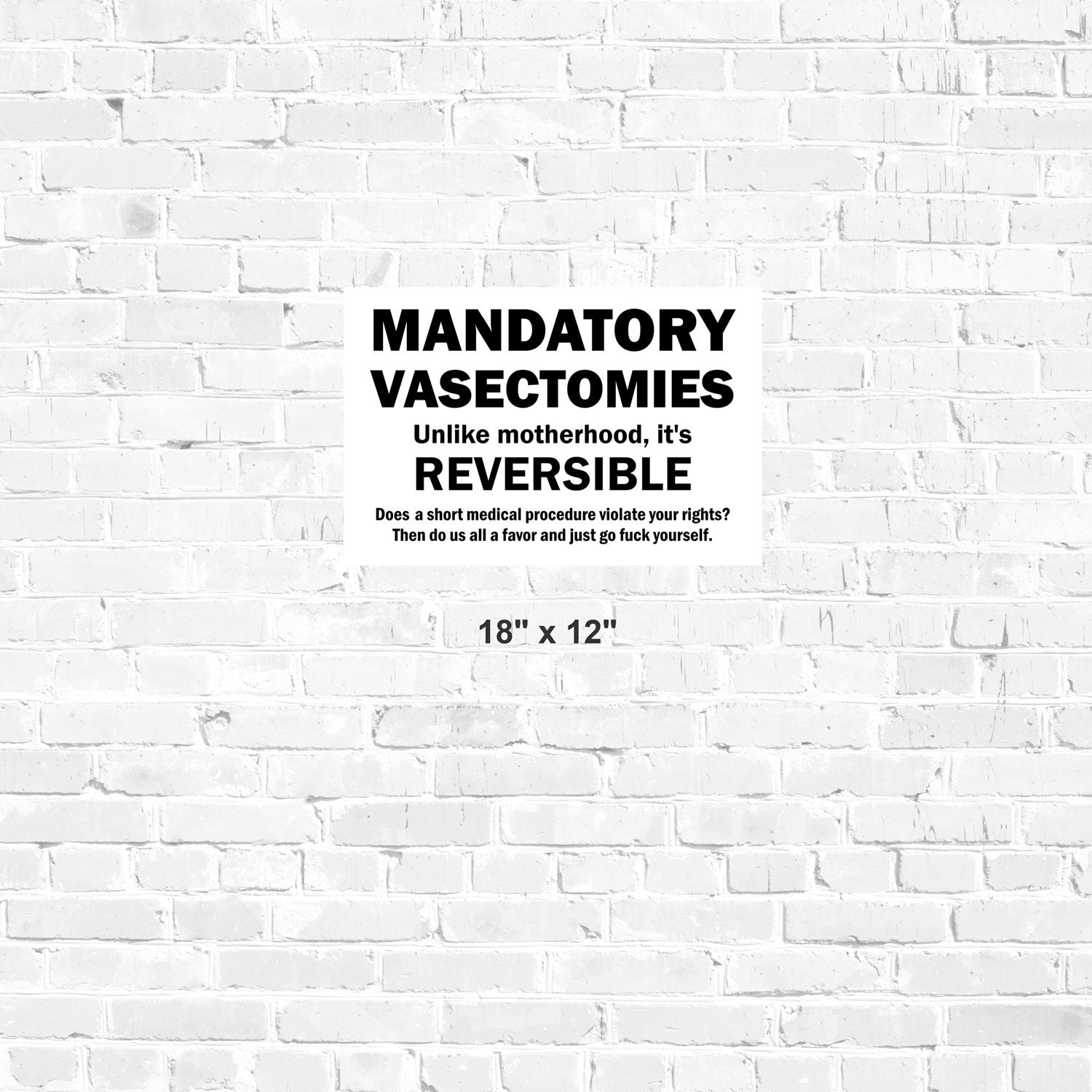 Mandatory Vasectomies PRINTABLE Poster Women's March Roe - Etsy