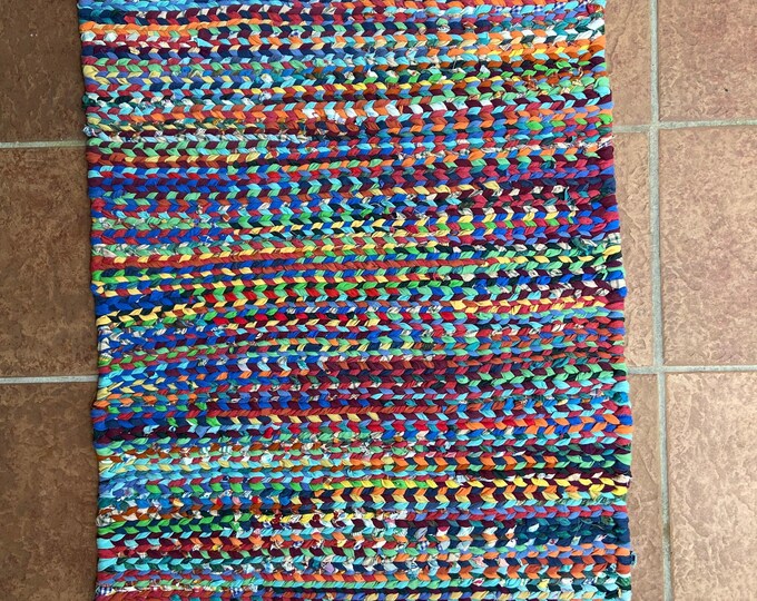 Rug, Recycled Cotton Twined Rugs Rag Rugs 48x25 1/2. - Etsy