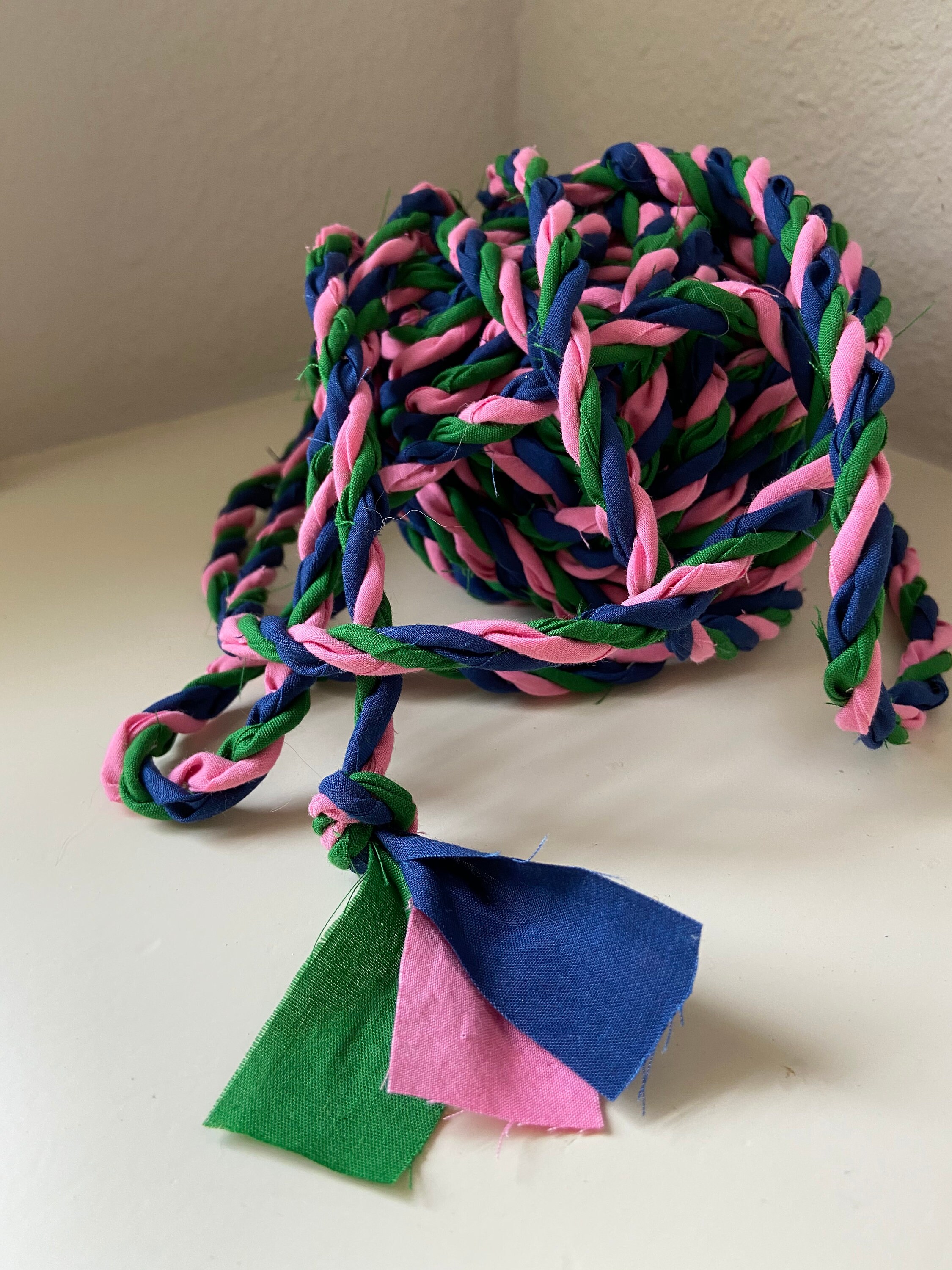 Tri Colored Twine Pink Green and Blue hand Made Boho - Etsy