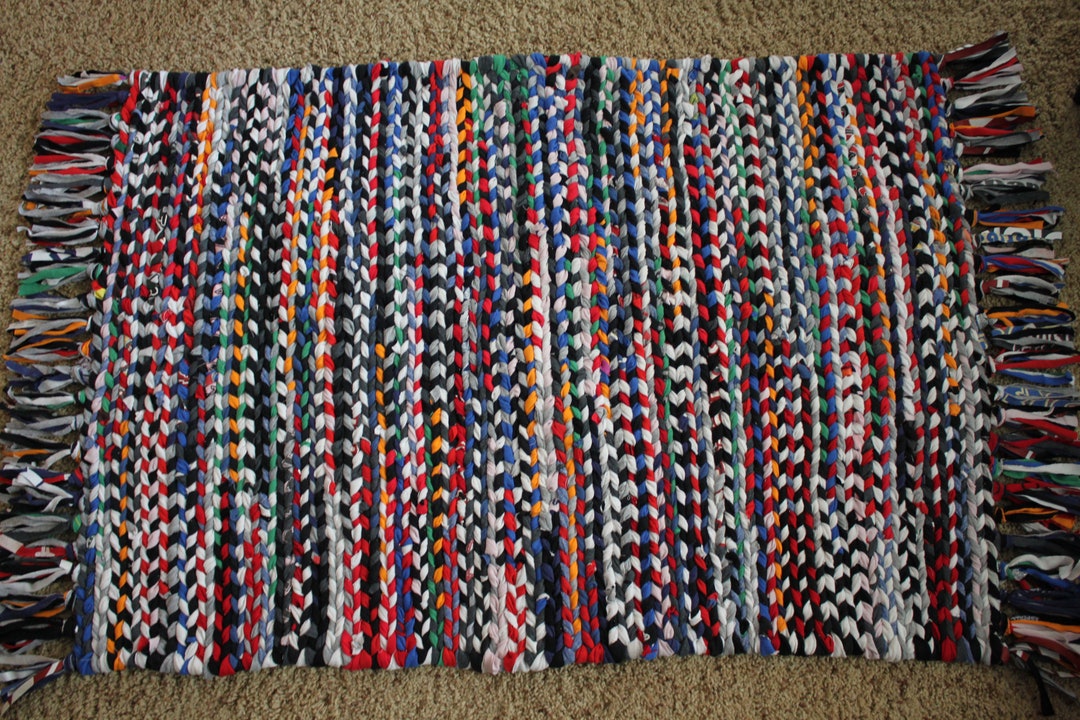 Rug, Custom T-shirt Rug- Recycled Cotton Twined Rug- Rag Rug-48"x25 1/2 ...