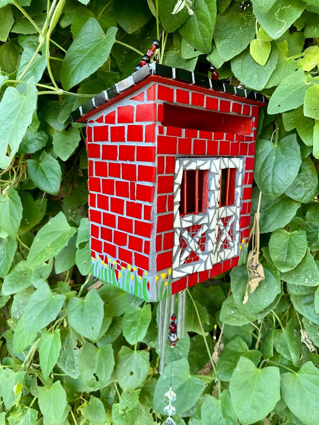 Mosaic Birdhouse Stable, Barn, Wind Chime and Sun Catcher - Etsy