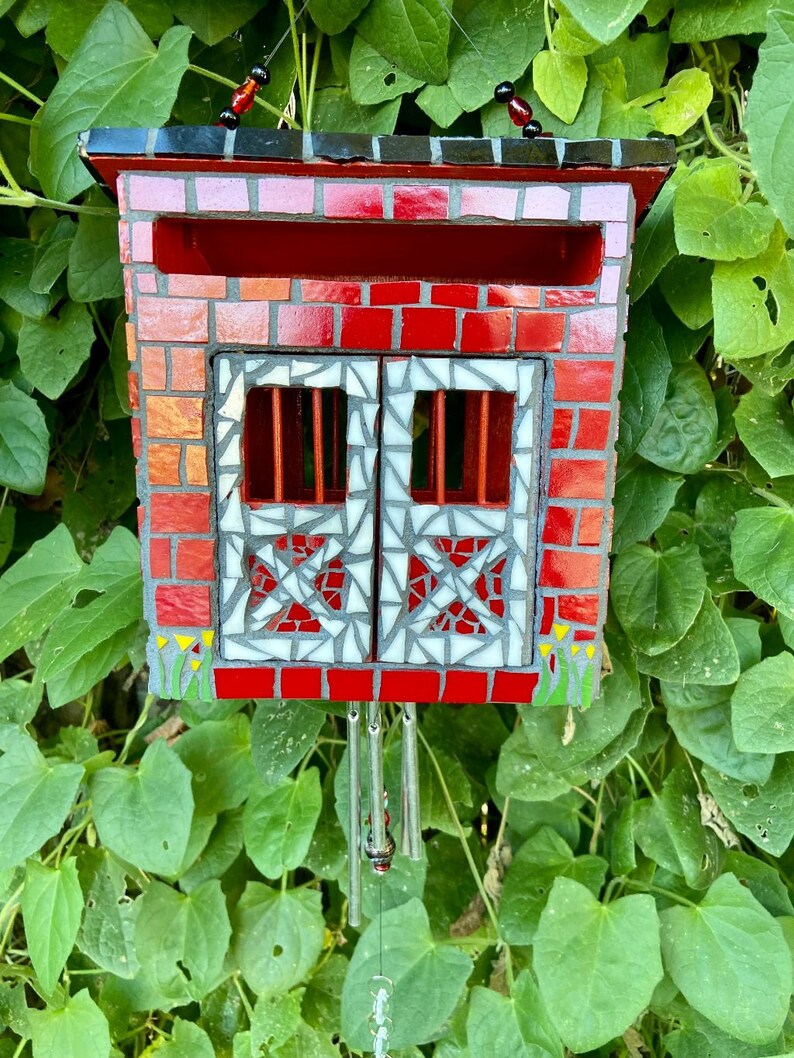 Mosaic Birdhouse Stable, Barn, Wind Chime and Sun Catcher - Etsy