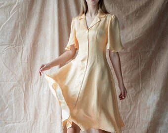 Yellow Silk Dress - Etsy