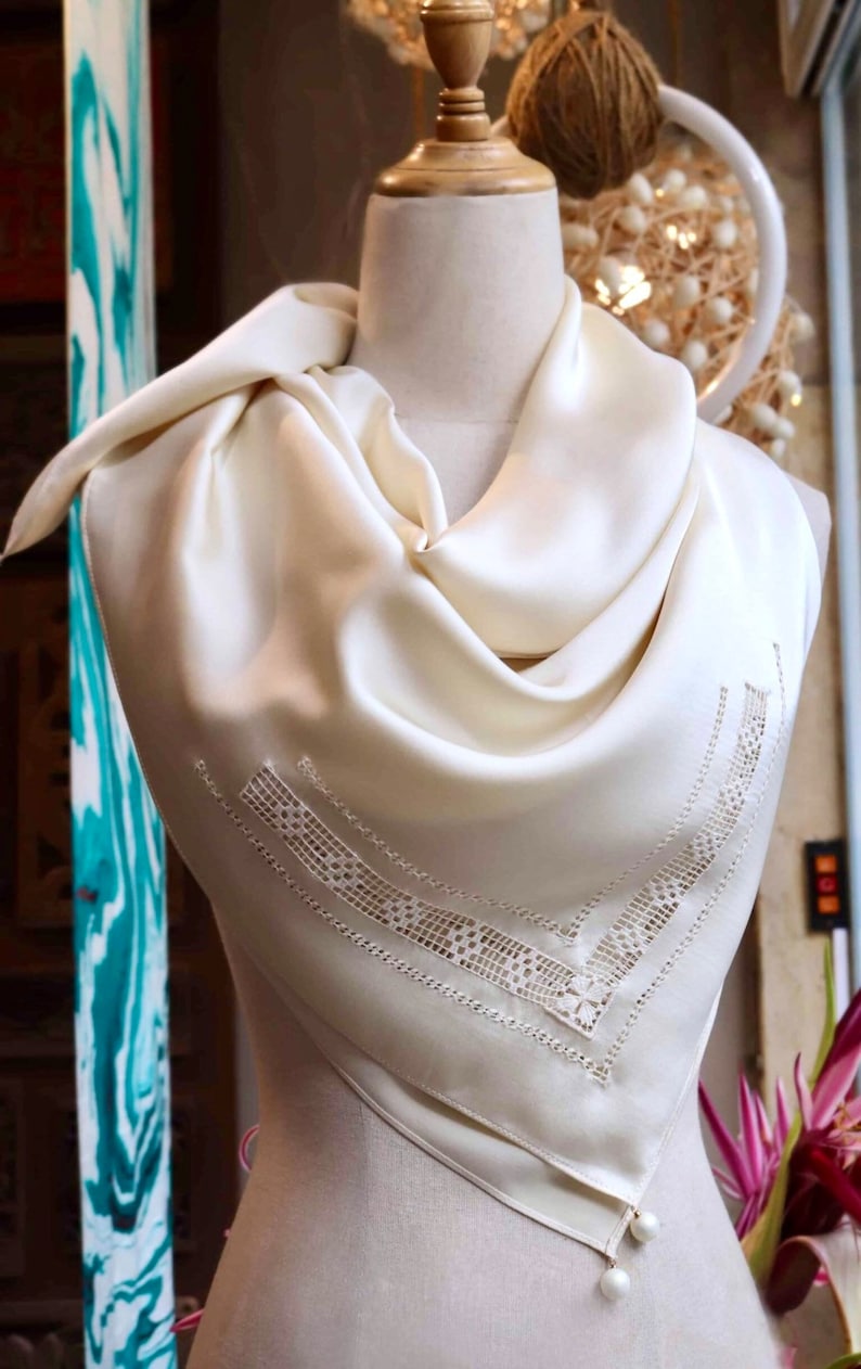 Bespoke Silk Scarf/ Lined Pattern/100 Pure Mulberry Silk/beige - Etsy