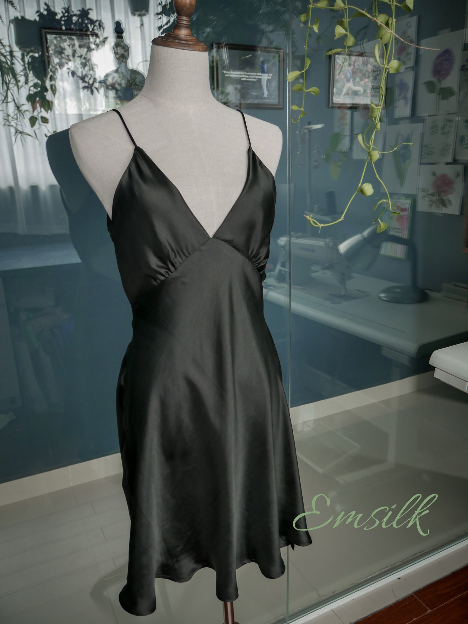 Vestido de seda negro/ 100% pura seda de morera / vestido de | Etsy