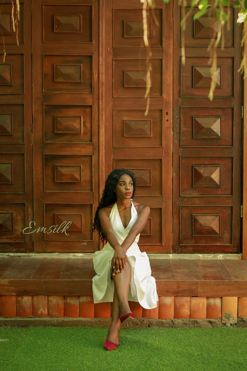 Backless Apron Linen Dress /bridesmaids Linen Dress/summer | Etsy