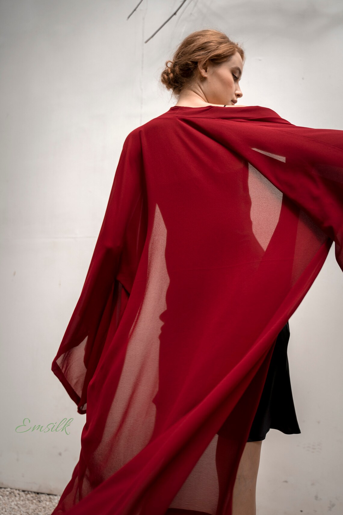 Burgundy Red Chiffon Robe/kimono Robe for Wedding/bridal - Etsy