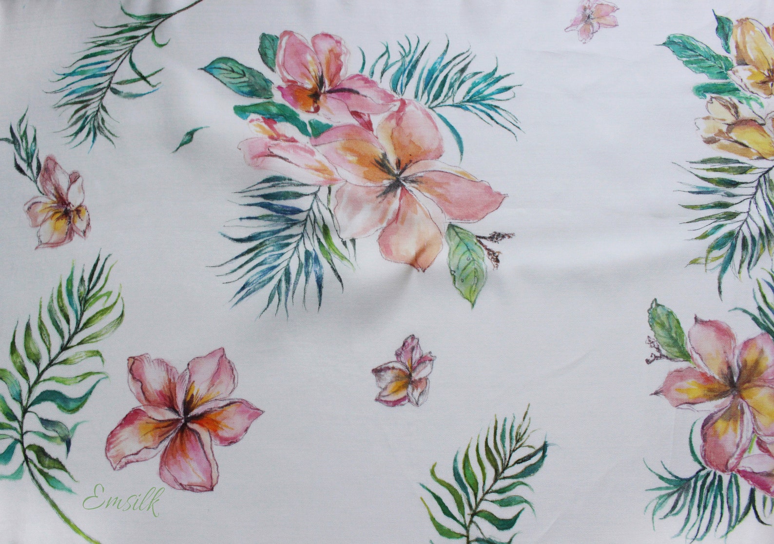 Bespoke Hand Painted Silk Scarf/tropical Pattern/100 Pure - Etsy