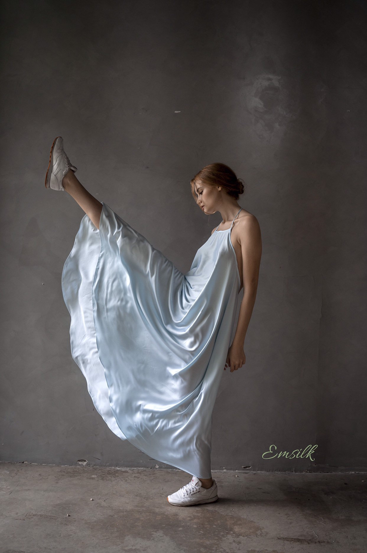 16yocarolinebluesilkdress Young Glam Models Pale Blue Silk Dress