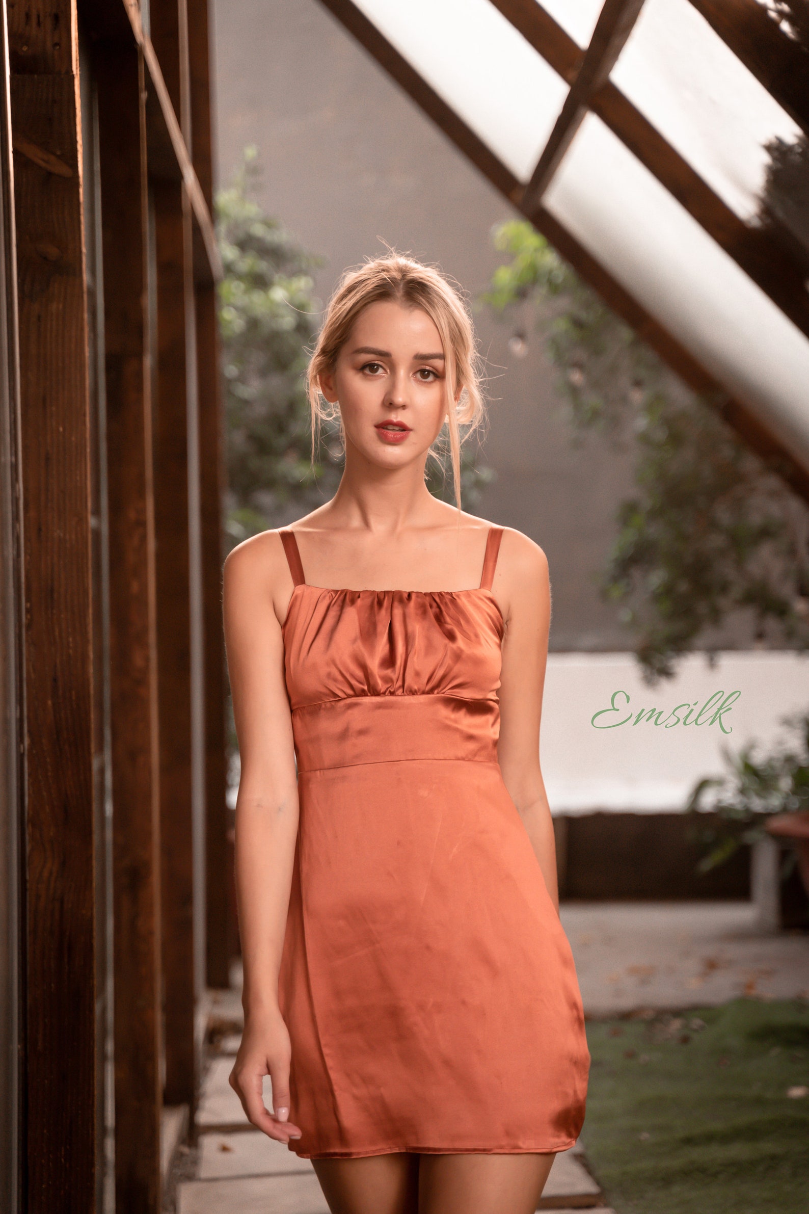 100% Pure Silk Rust Orange Mini Dress/bridesmaid Dress/sexy Slip ...