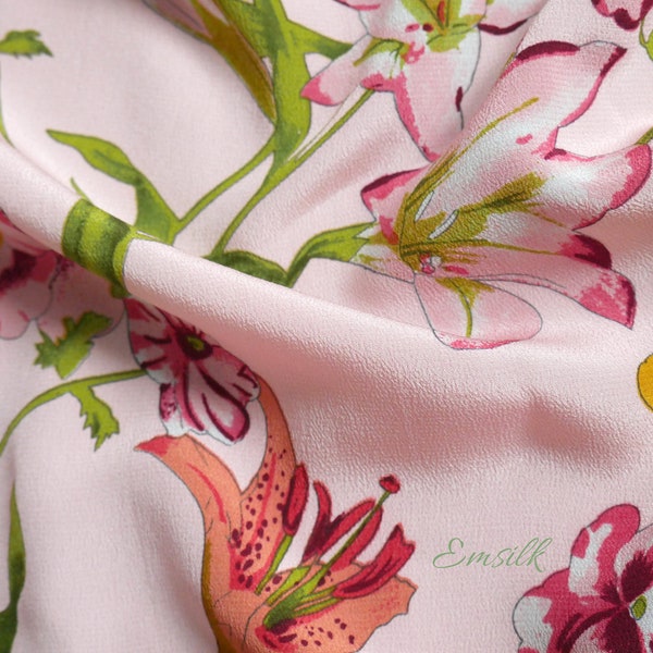 Floral Silk Fabric - Etsy