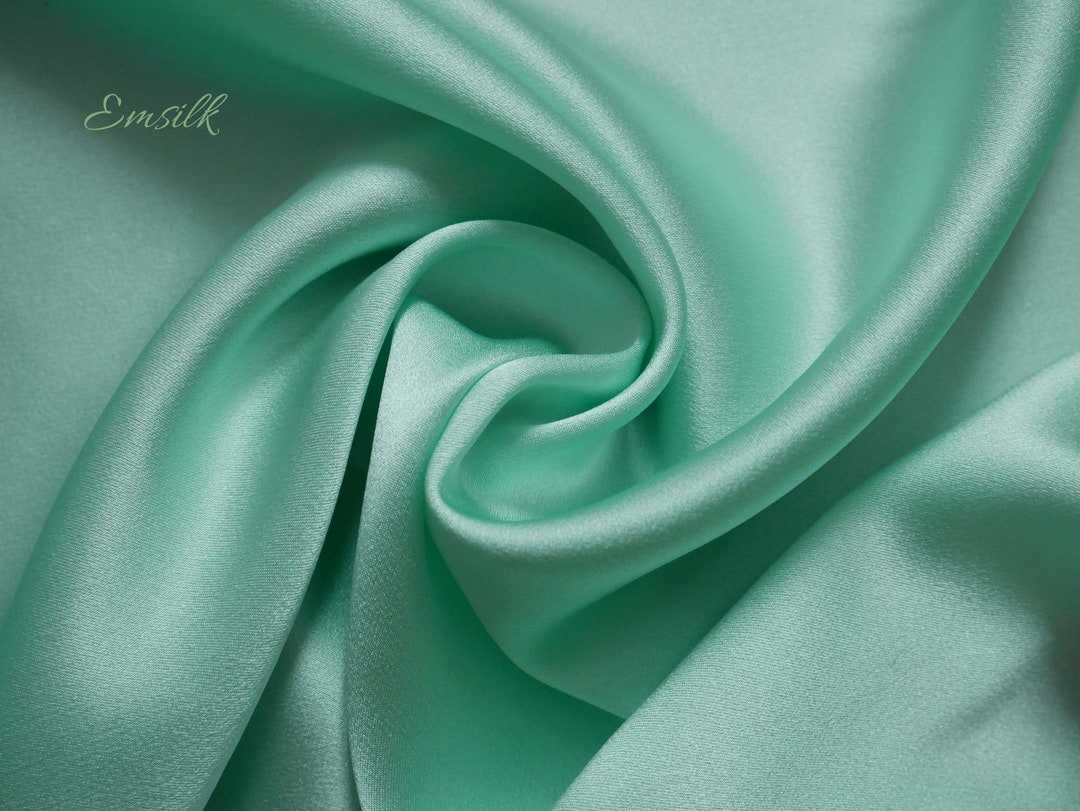 100 Percent Pure Silk Mint Green Charmeuse Mulberry Silk Fabric - 19mm ...