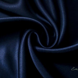 Dark Navy Blue 100 % Pure Charmeuse Silk/ Pure Mulberry Silk Fabric by ...