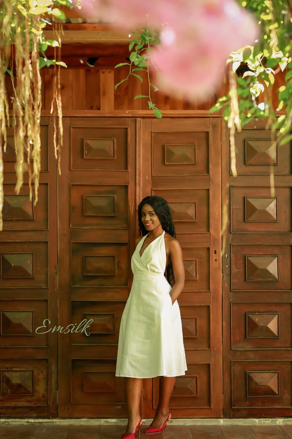 Backless Apron Linen Dress /bridesmaids Linen Dress/summer | Etsy