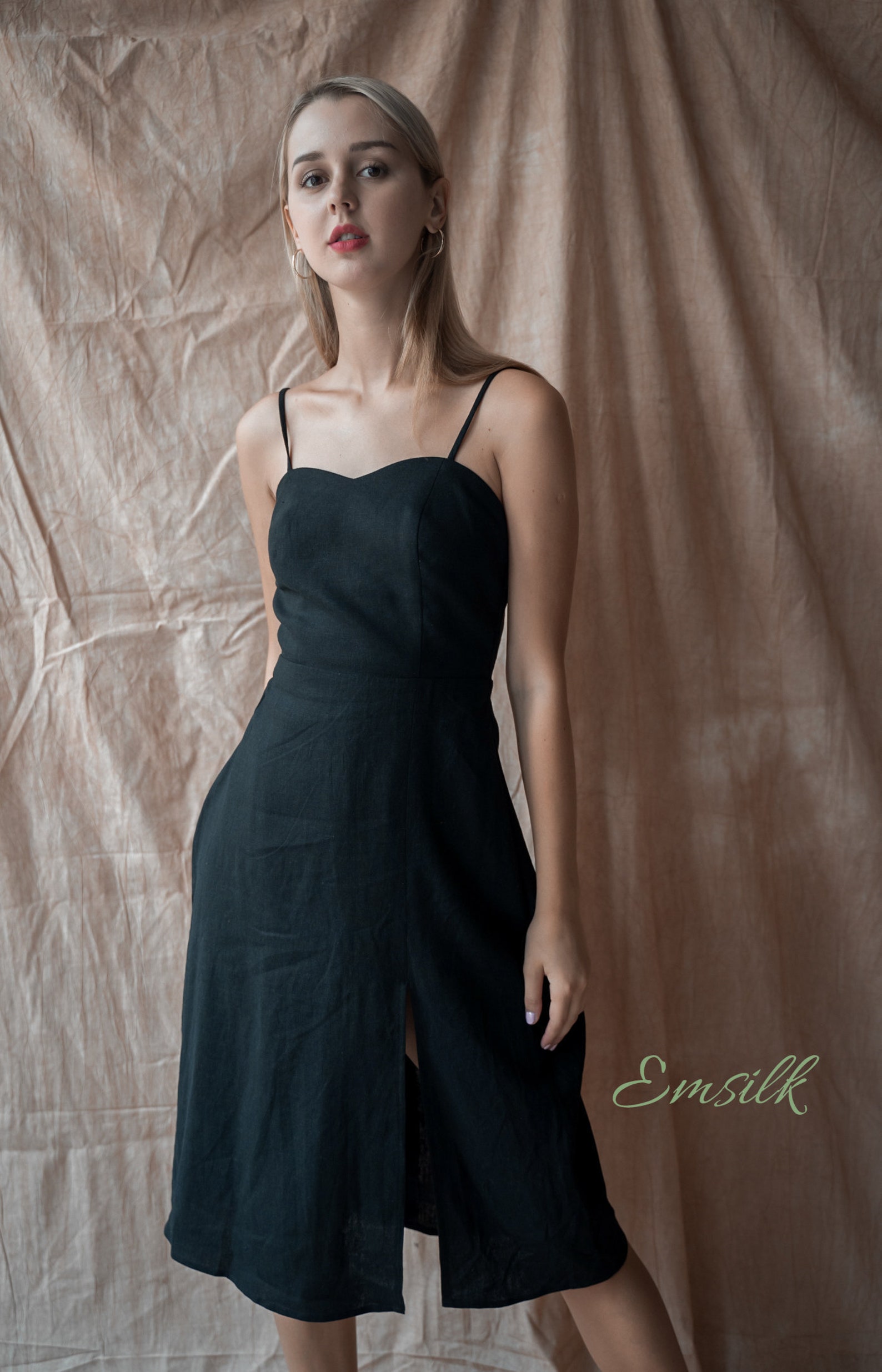 Black Backless Linen Dress /linen Summer Dress/ Washed and - Etsy