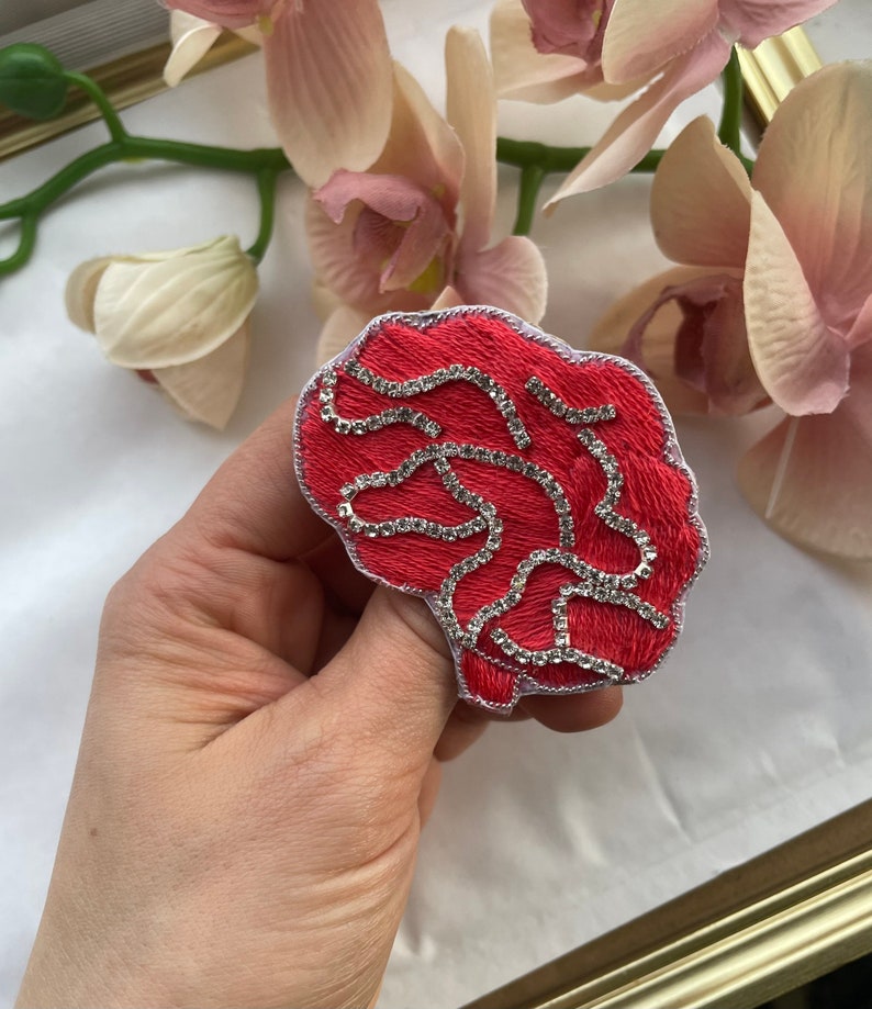 Anatomical Beaded Embroidered Brain Brooch Pin, Psychology, Couch ...