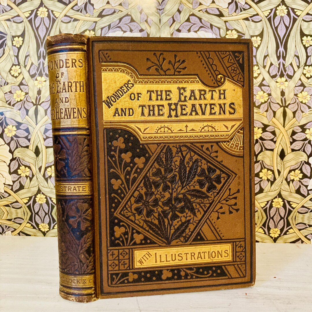 C1880 Wonders of the Earth and the Heavens ILLUSTRATED Antique Edition Vintage Victorian Book ...