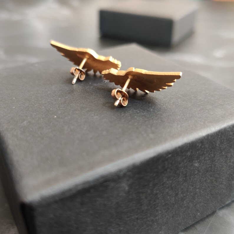 Angel Wings Solid Gold Ear Climber Earrings for Women - Etsy