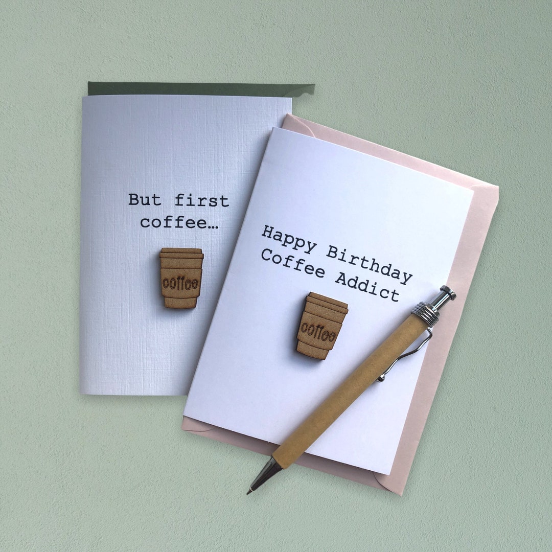 Coffee Addict Birthday Card, Personalised Coffee Cup Card, Funny ...