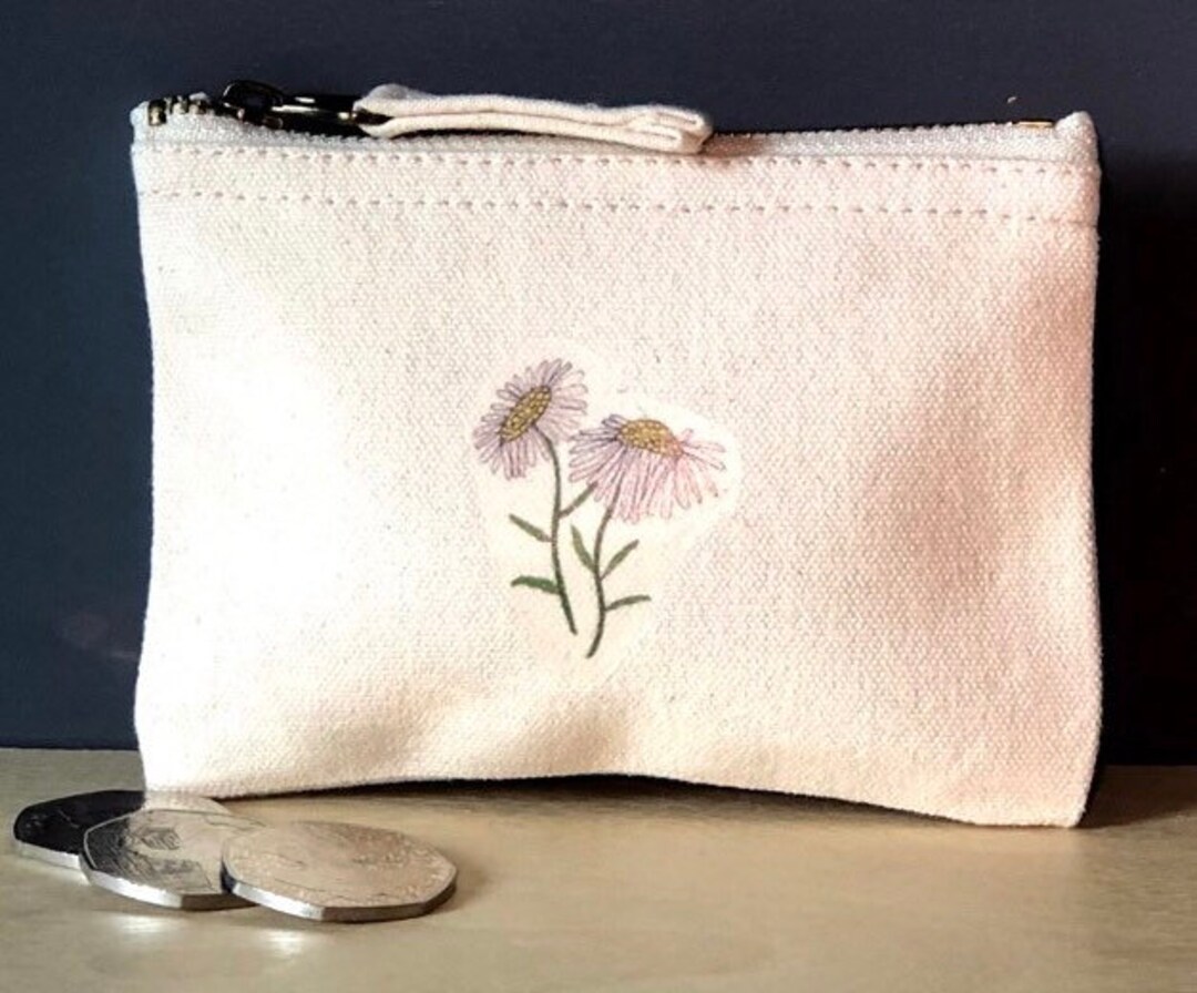 Daisy Coin & Card Purse / Cotton Daisy Zipper / Daisies Gift - Etsy
