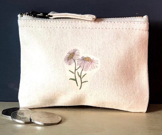 Daisy Coin & Card Purse / Cotton Daisy Zipper / Daisies Gift - Etsy