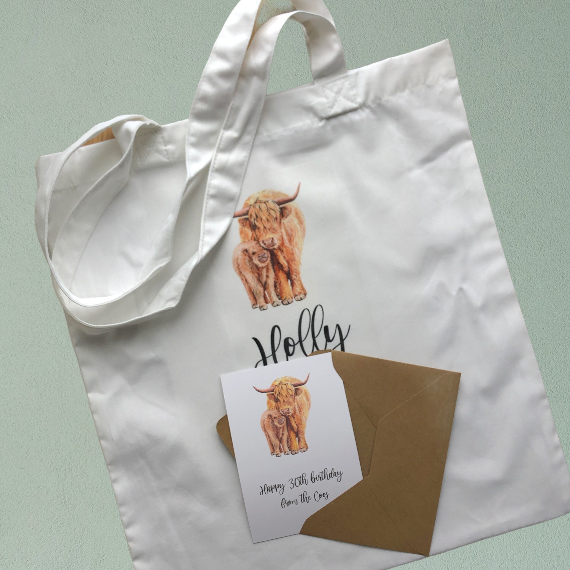 Highland Cow Mummy and Baby Tote / Cow and Calf Gift / Scottish ...