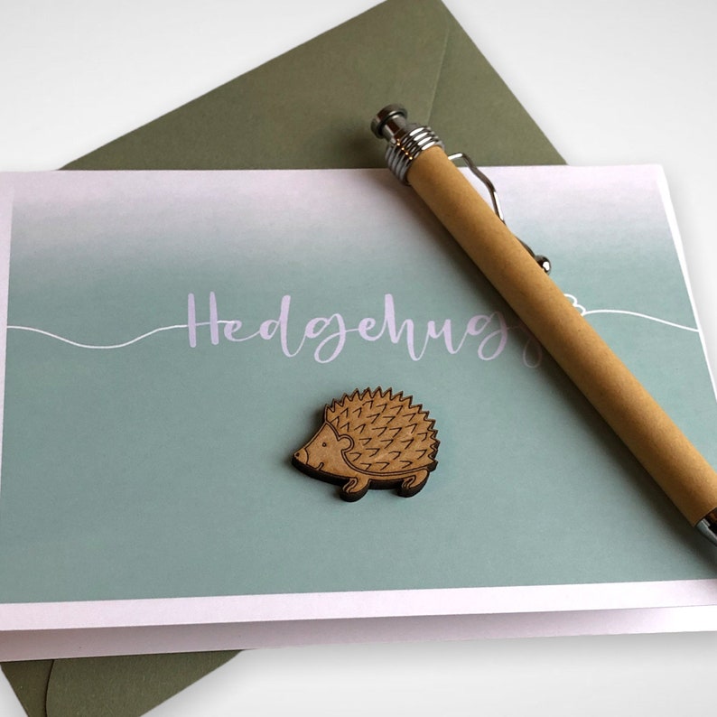 Wooden Hedgehog Card, Hedgehugs Card, Cute Hedgehog Card, Hug Card for ...