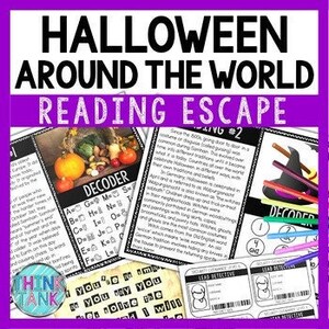 Halloween Around the World Reading Comprehension and Puzzle Escape Room ...