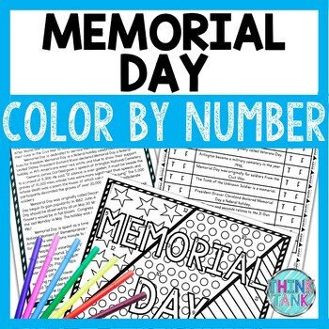 Memorial Day Color by Number, Reading Passage and Text Marking - Etsy