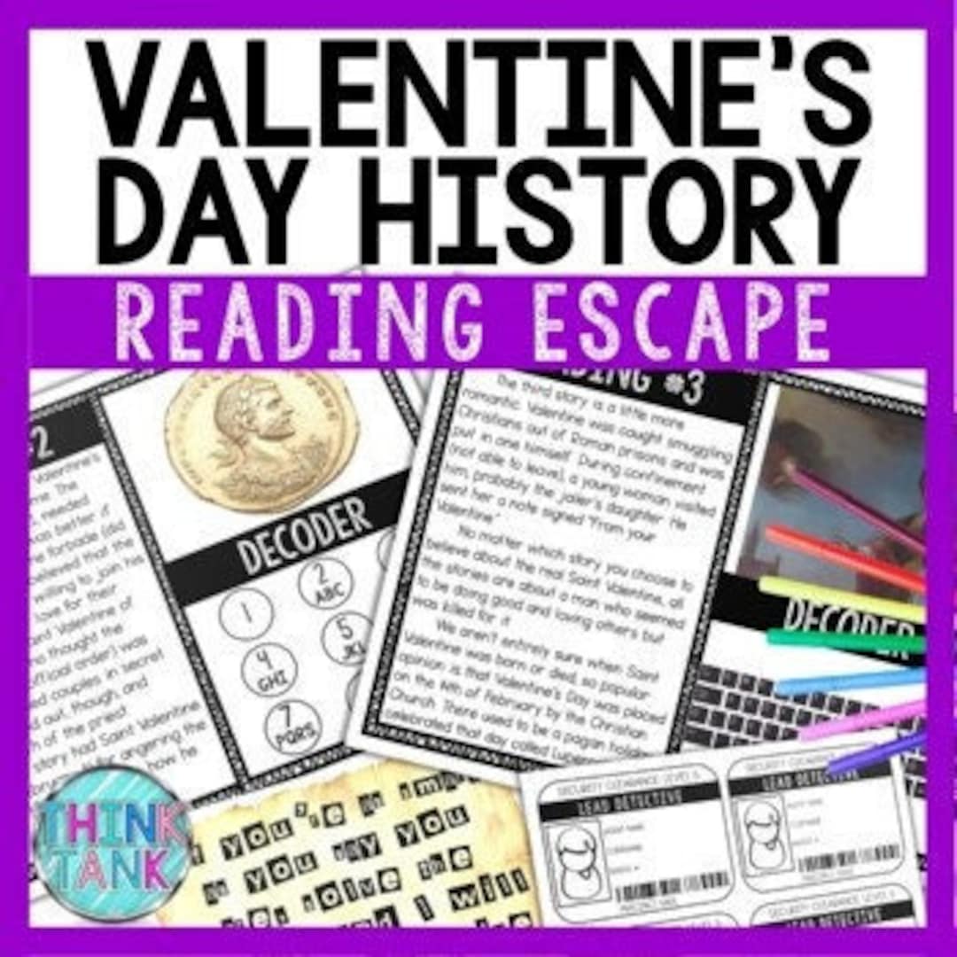 History of Valentine's Day Reading Comprehension and Puzzle Escape Room ...