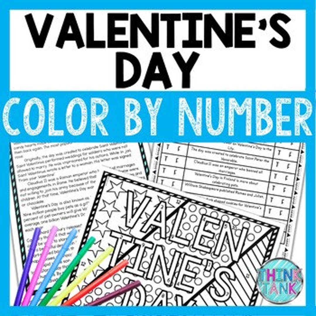 Valentine's Day Color by Number, Reading Passage and Text Marking ...