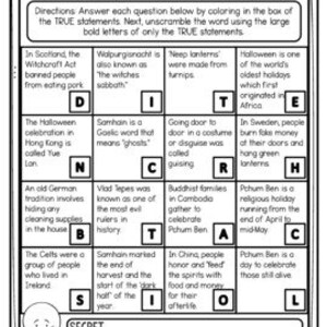 Halloween Around the World Reading Comprehension Challenge - Close ...