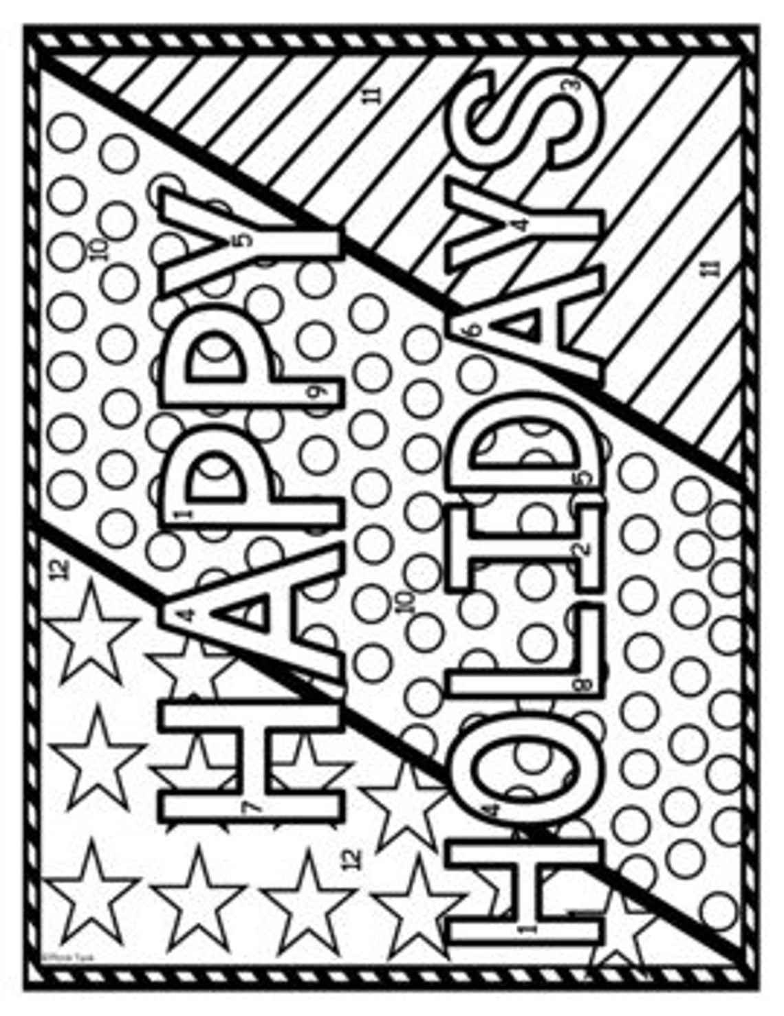 Christmas, Hanukkah & Kwanzaa Color by Number, Reading Passage and Text ...