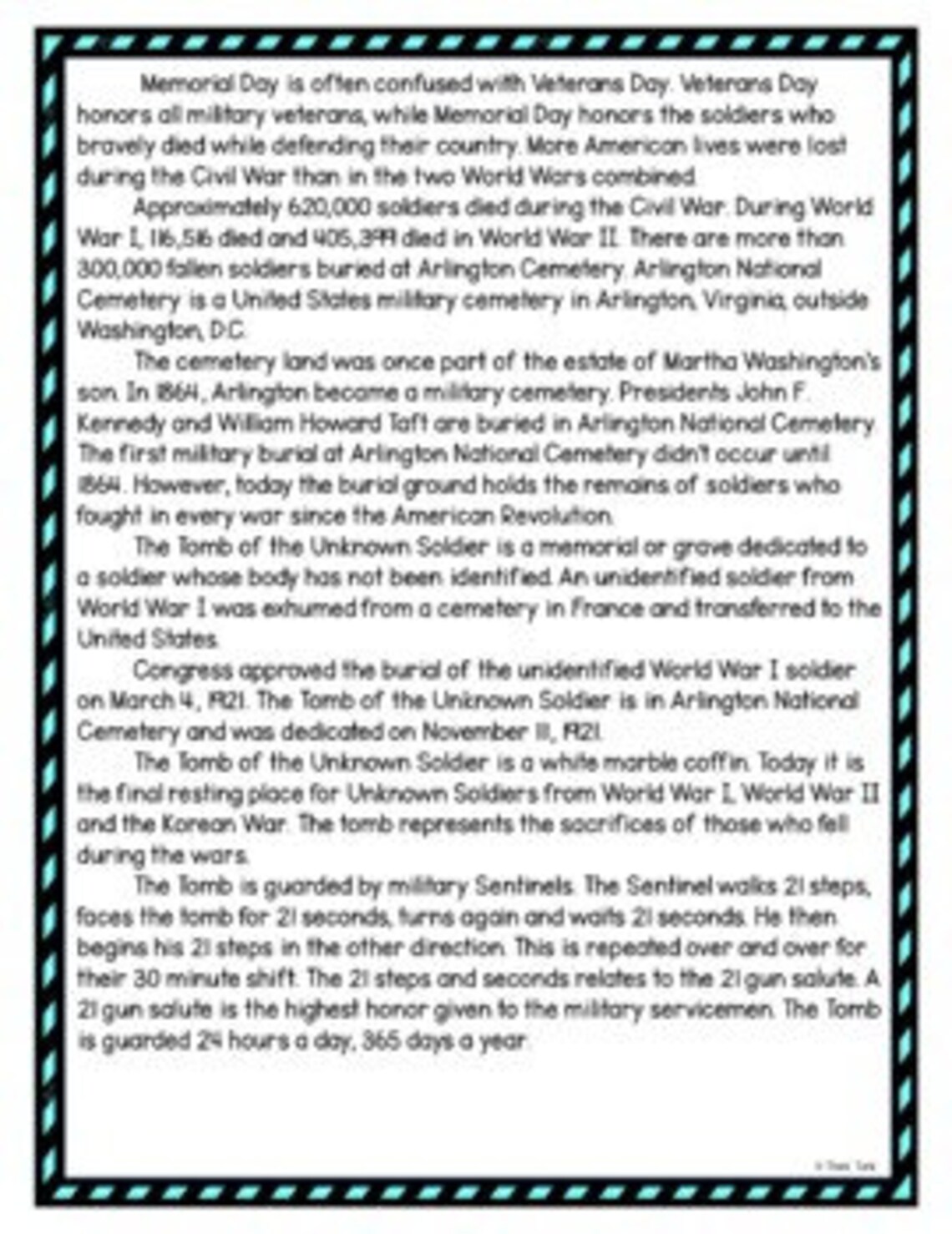 Memorial Day DIGITAL Reading Passage & Questions Self Grading - Etsy