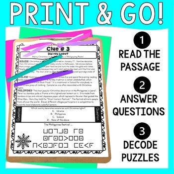 Christmas Around the World ESCAPE ROOM - Reading Comprehension - No ...