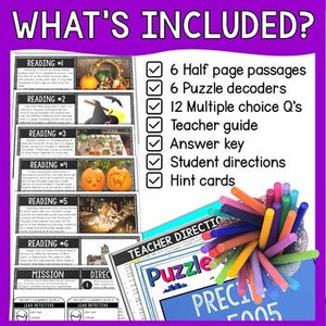 Halloween Around the World Reading Comprehension and Puzzle Escape Room ...